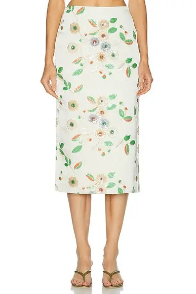 Alexis Lia Floral Sequin Embellished Midi Skirt - Floral Sequins
