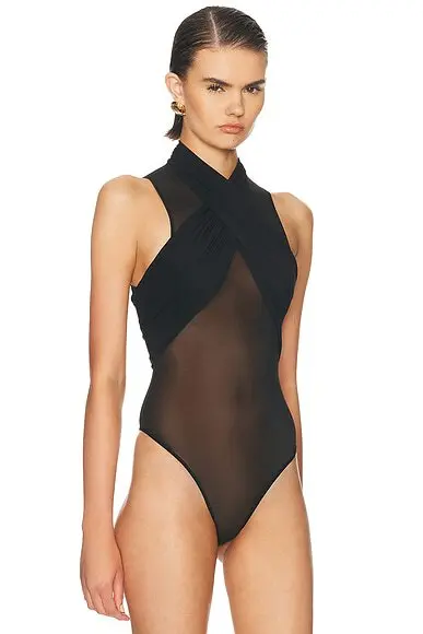 Wardrobe.NYC Translucent Halter Neck Bodysuit