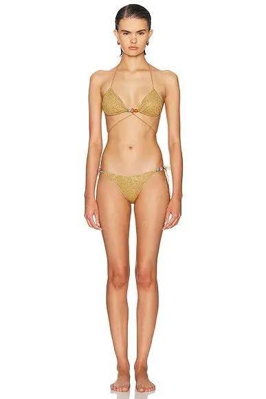Oseree Lumiere Beads Micro Bikini Set - Gold