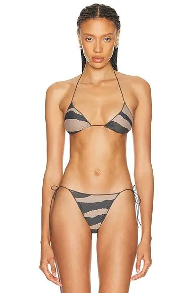 TROPIC OF C The C Praia Bikini Top In Print - Zebra