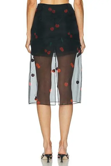 Monse Cherry Embroidery Sheer Skirt