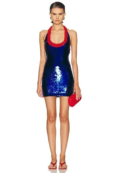 Retrofete Lunexa Embroidered Halterneck Mini Dress