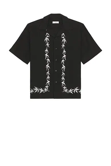 Commas Palm Embroidery Bowling Shirt