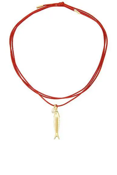 Éliou Spina Wrap Necklace With Fish Pendant - Red