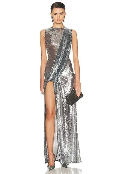 Lapointe Sleeveless Sequined Gown