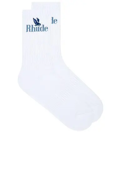 Rhude Rossa Logo Socks - White & Blue