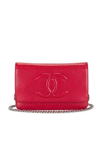 Chanel Calfskin Timeless Wallet On Chain - Red
