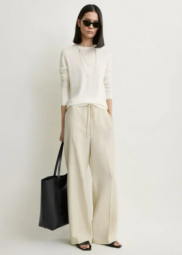 TOTEME Fluid Drawstring Trousers - Talc
