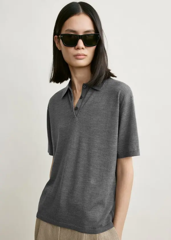 TOTEME Wool-silk Polo Shirt