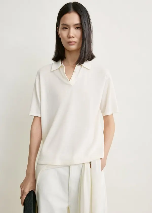 TOTEME Wool-silk Polo Shirt