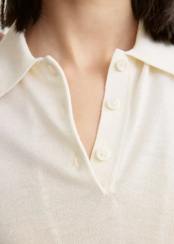 TOTEME Wool-silk Polo Shirt