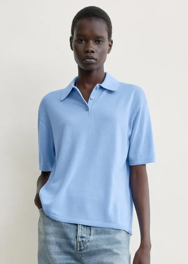 TOTEME Wool-silk Polo Shirt