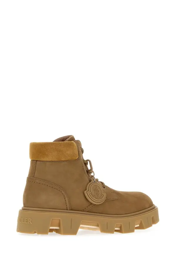 Moncler Beige Suede Peak City Ankle Boots