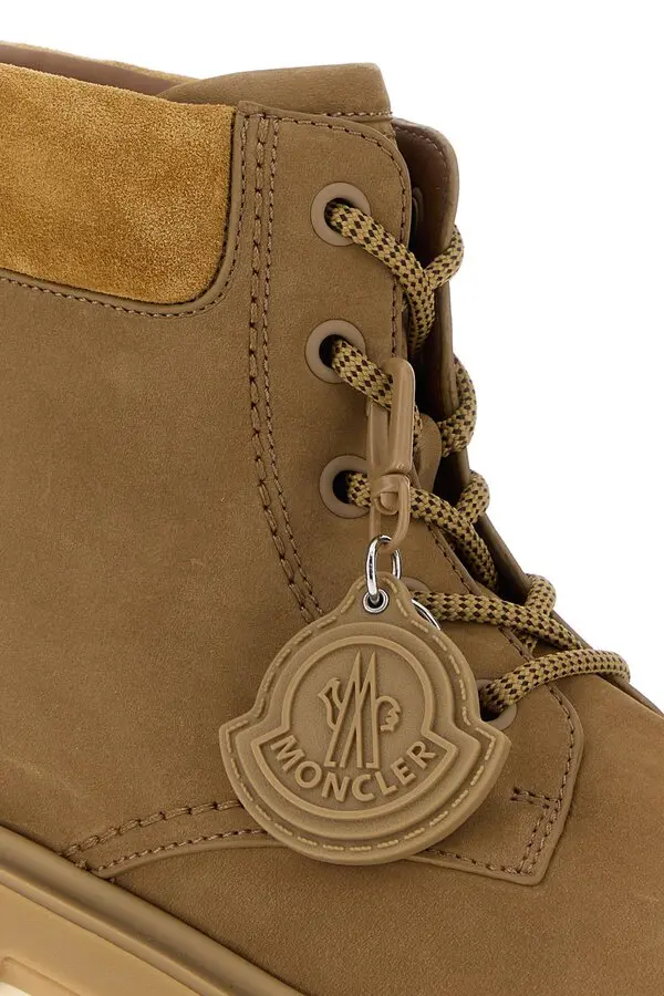 Moncler Beige Suede Peak City Ankle Boots