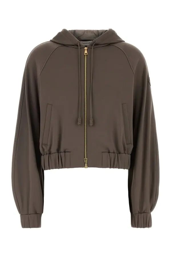 Moncler Cropped Zip-up Sweatshirt With Drawstring Hood
