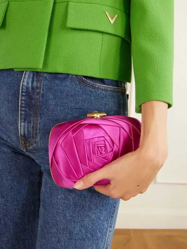 ROGER VIVIER Rose Satin Clutch