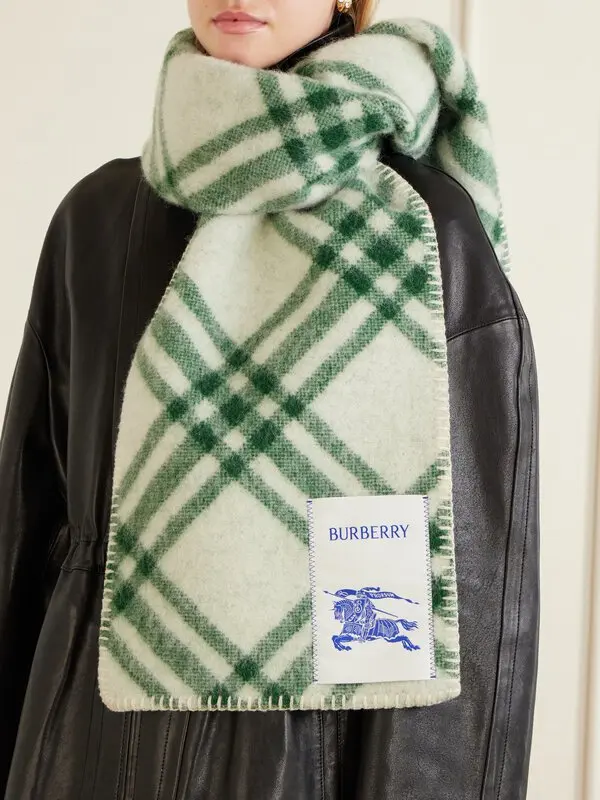Burberry Logo-appliquéd Checked Wool Scarf