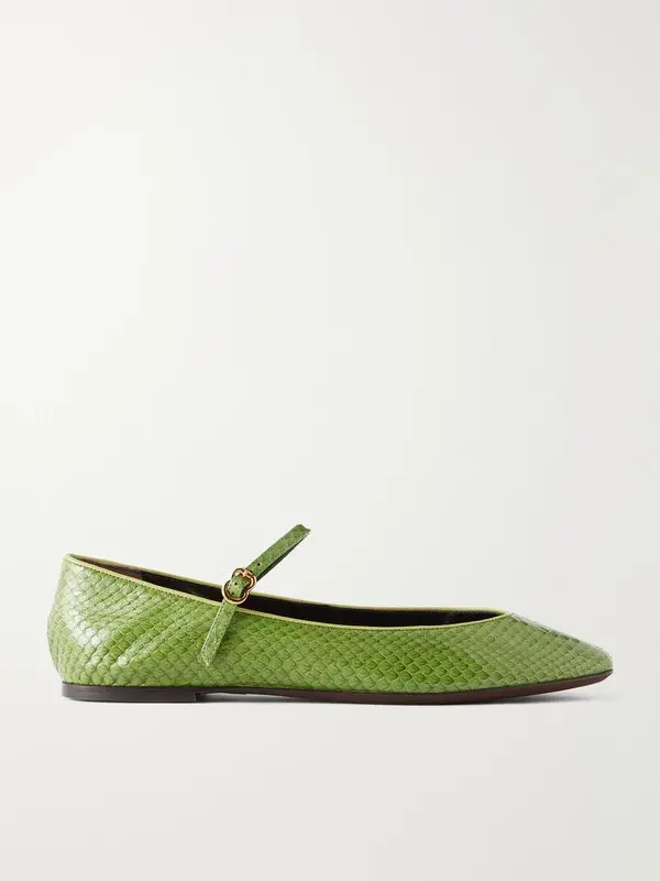 HERBERT LEVINE Snake-effect Leather Ballet Flats