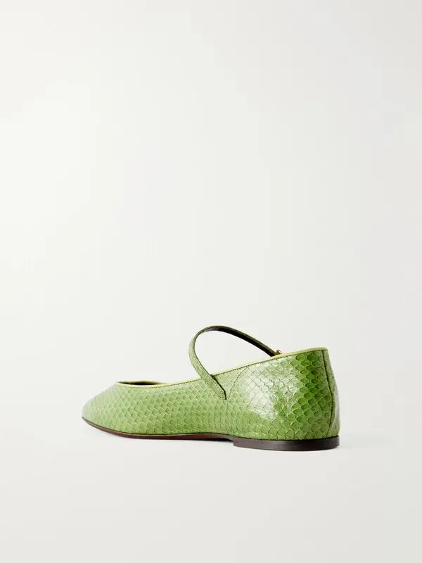 HERBERT LEVINE Snake-effect Leather Ballet Flats
