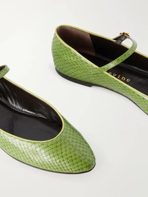 HERBERT LEVINE Snake-effect Leather Ballet Flats