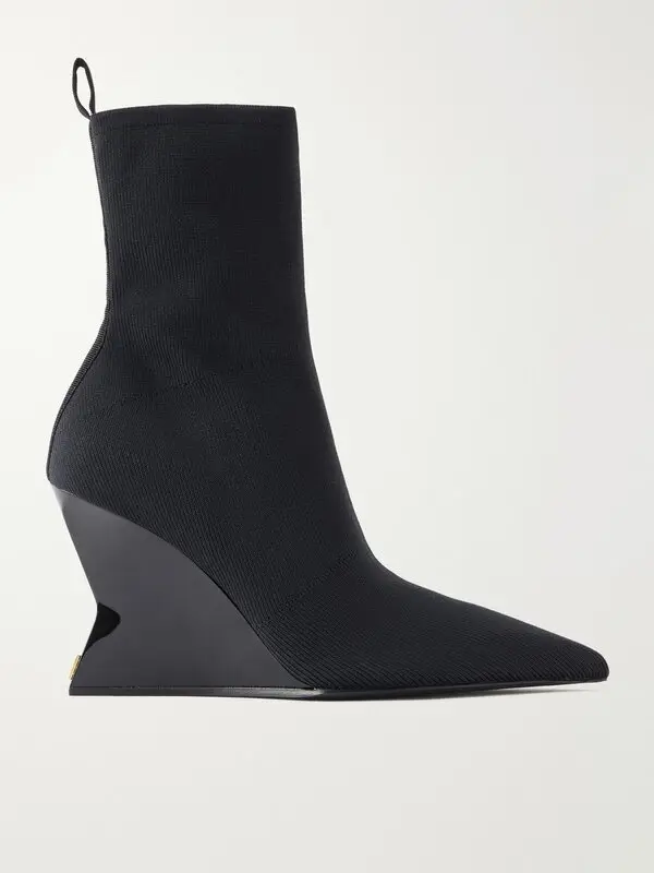 Balmain Knitted Wedge Ankle Boots