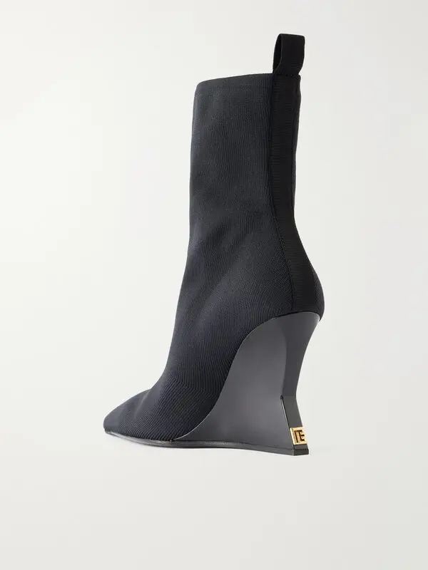 Balmain Knitted Wedge Ankle Boots