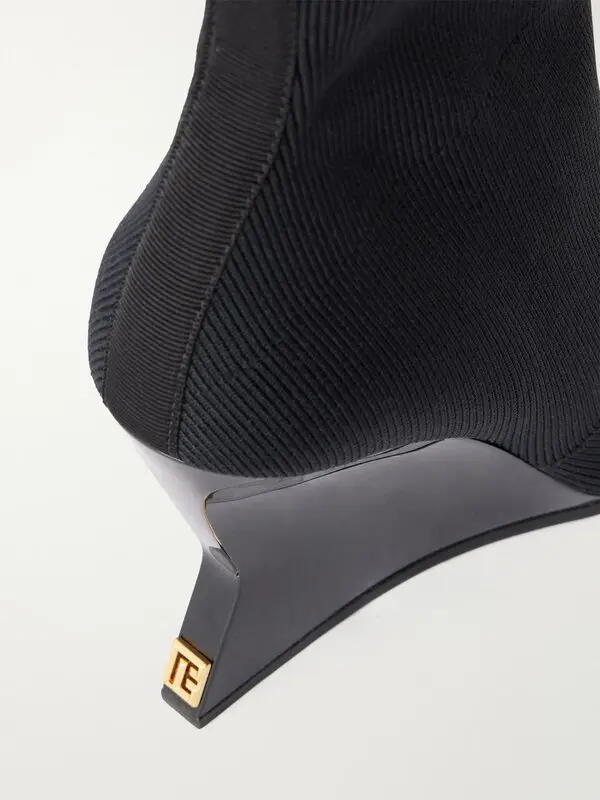 Balmain Knitted Wedge Ankle Boots