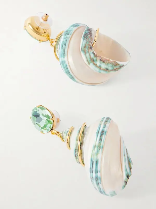 JENNIFER BEHR Gold-tone Shell And Crystal Drop Earrings