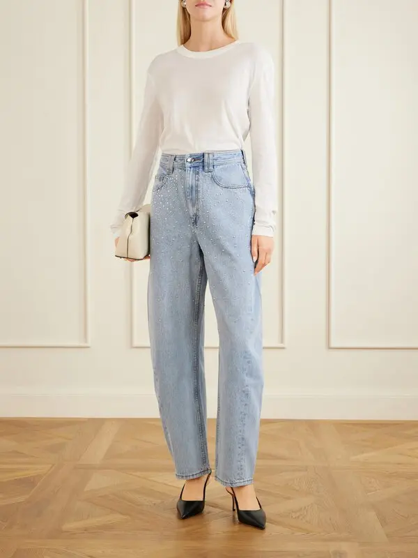 Aje Lucina Embellished High-rise Straight-leg Jeans