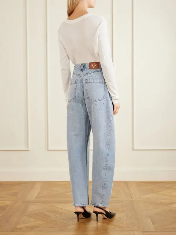 Aje Lucina Embellished High-rise Straight-leg Jeans