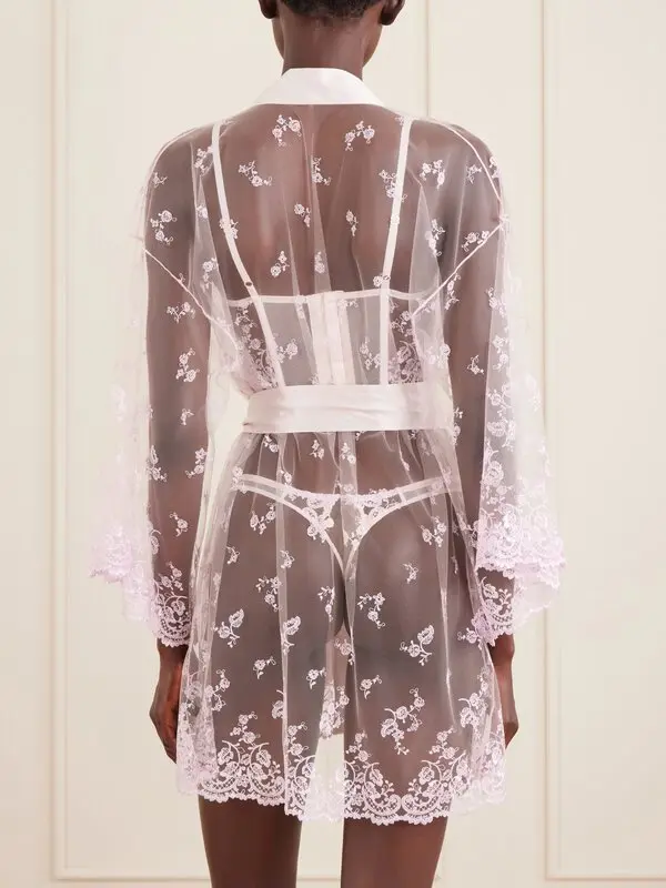 Kiki De Montparnasse Juliette Laced Silk Robe