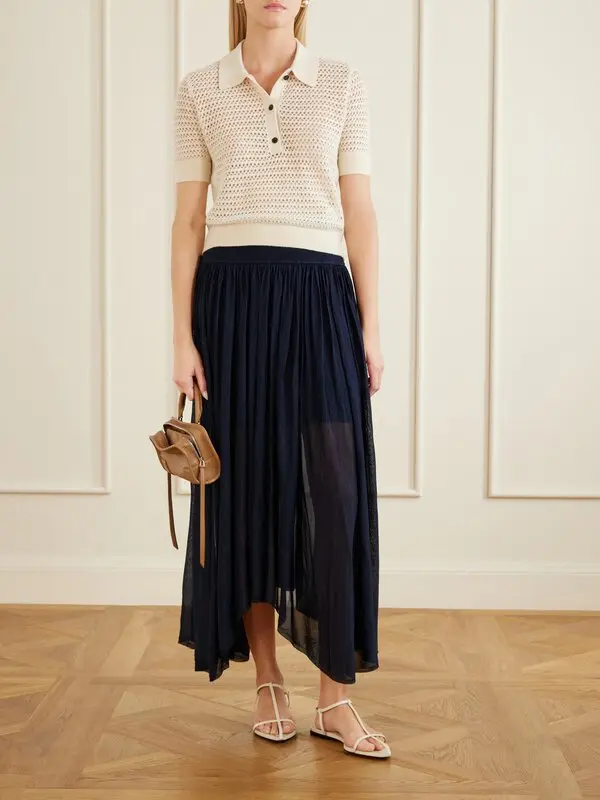 Maria Mcmanus Asymmetrical Plissé Midi Skirt