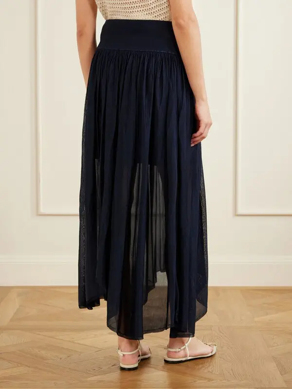 Maria Mcmanus Asymmetrical Plissé Midi Skirt