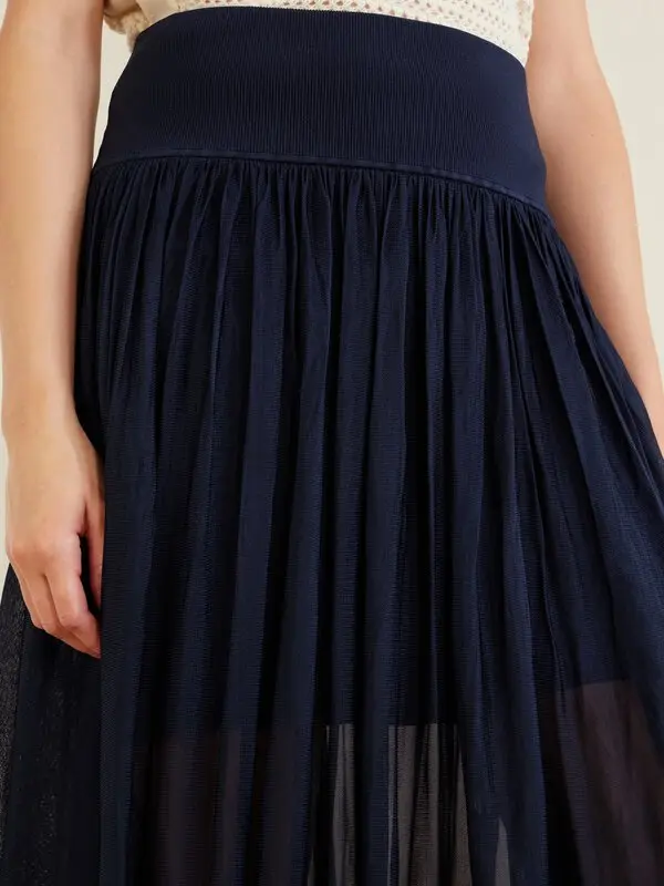 Maria Mcmanus Asymmetrical Plissé Midi Skirt