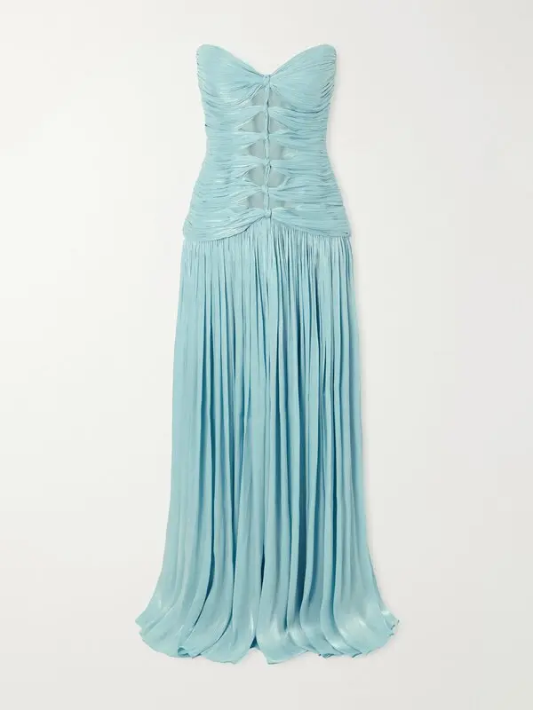 Costarellos Minari Strapless Lurex-georgette Gown - Blue
