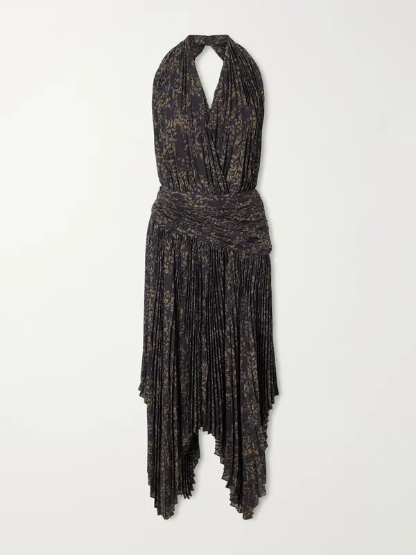 Proenza Schouler Paulina Pleated Georgette Midi Dress - Black