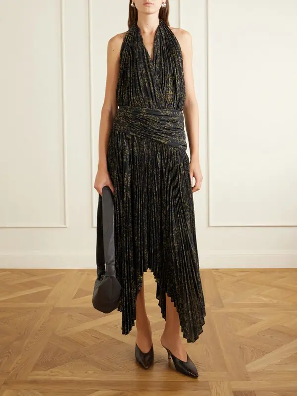 Proenza Schouler Paulina Pleated Georgette Midi Dress - Black