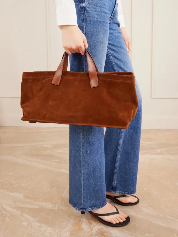 Staud Staudsuede Tote Bag With Leather Trim - Brown