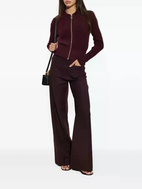 Victoria Beckham Ribbed Zip-up Cardigan - Red