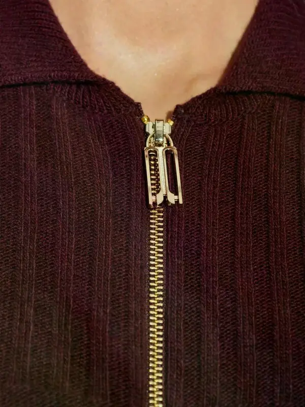 Victoria Beckham Ribbed Zip-up Cardigan - Red