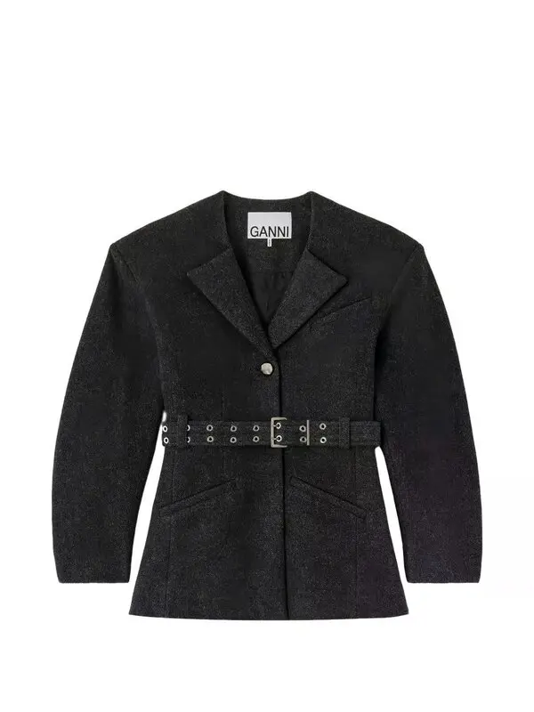GANNI Belted Wool Jacket