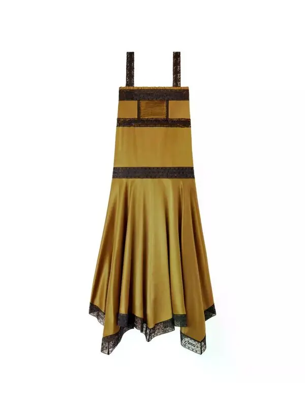 GANNI Lace Detail Maxi Dress - Yellow