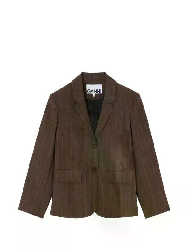 GANNI Pinstriped Wool Blazer