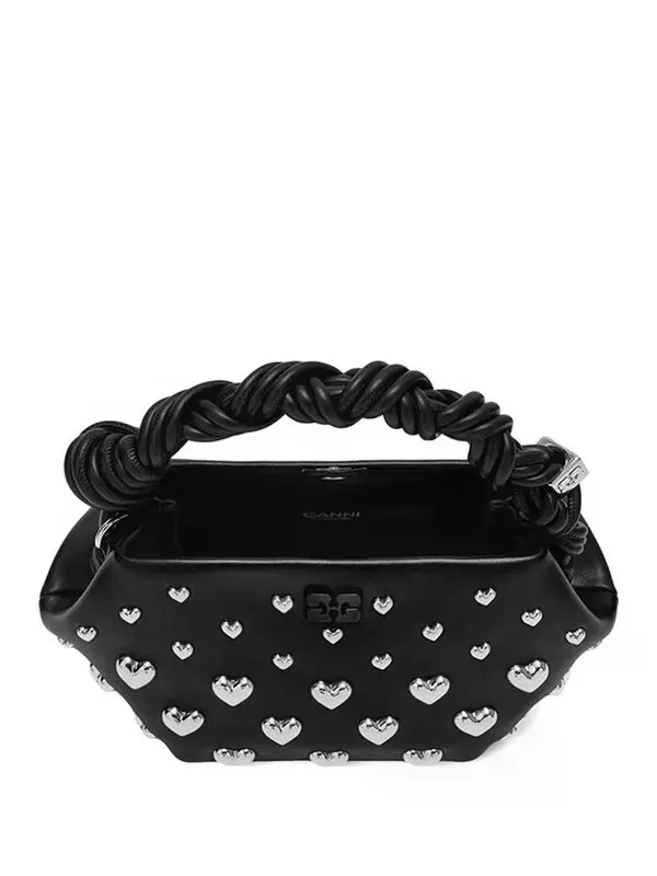 GANNI Mini Heart-stud Tote Bag - Black