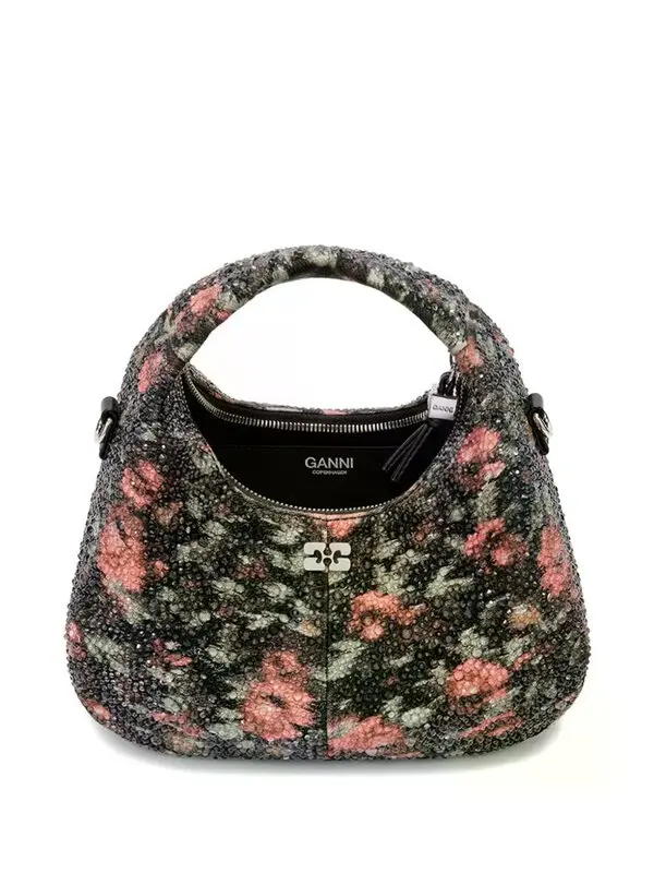 GANNI Beaded Floral Print Tote Bag