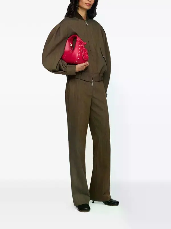 GANNI Mélange-effect Puff-sleeve Bomber Jacket
