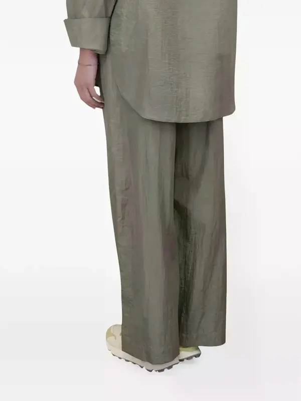 Max Mara Crinkled Wide-leg Trousers - Green
