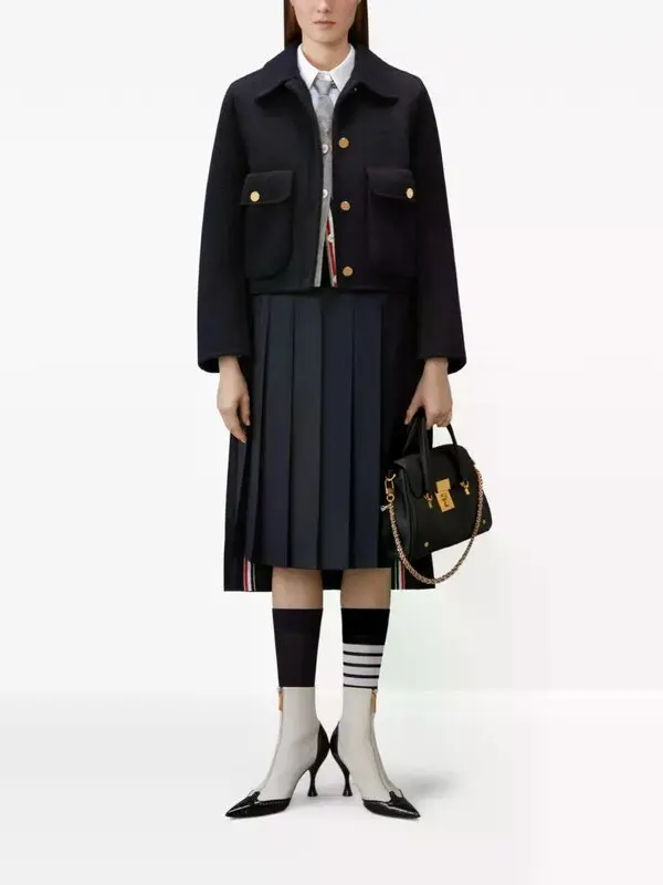 Thom Browne Intarsia Argyle Pointelle Cardigan - Grey