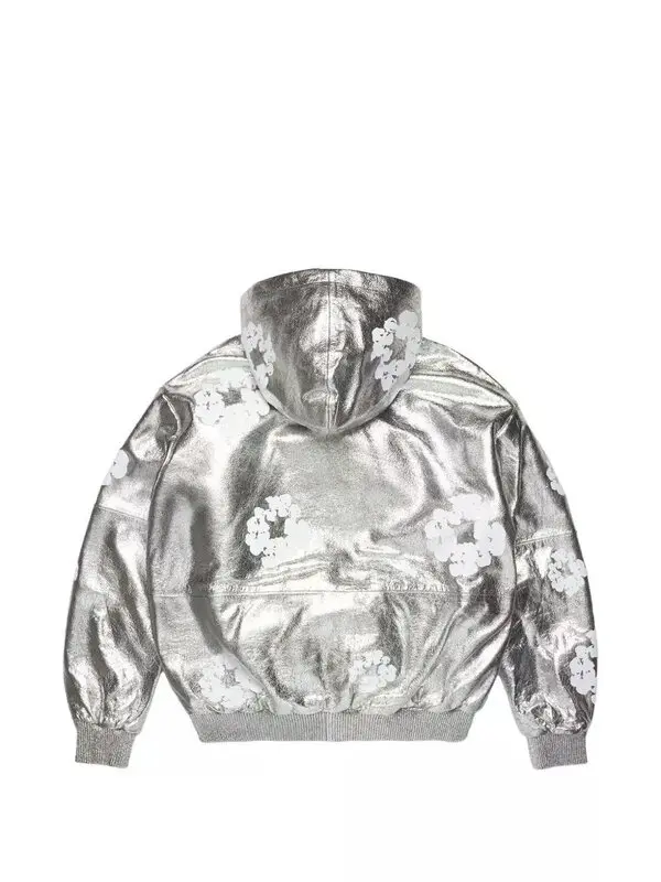 DENIM TEARS Cotton Wreath Leather Hooded Jacket