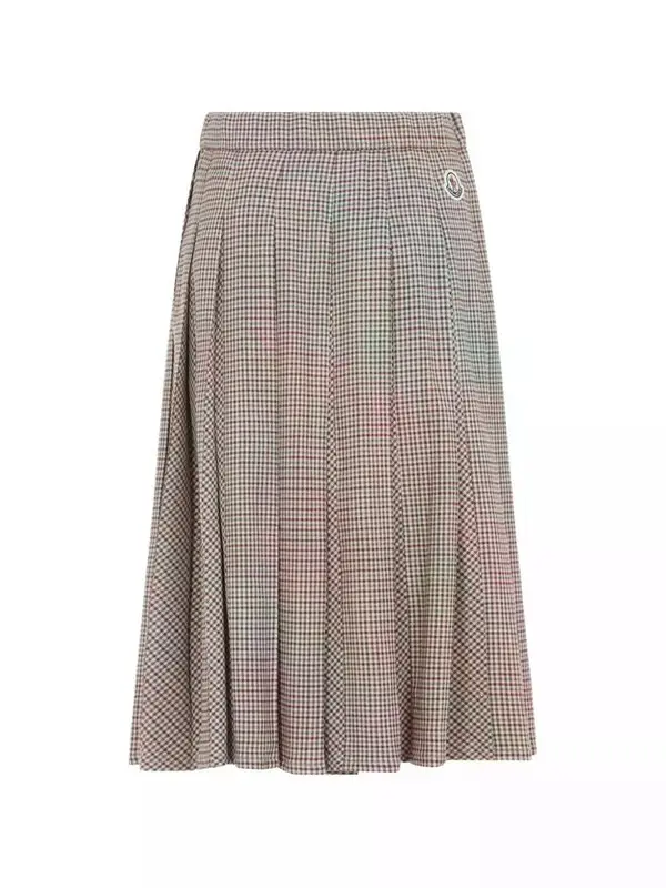 Moncler Check-pattern Pleated Midi Skirt